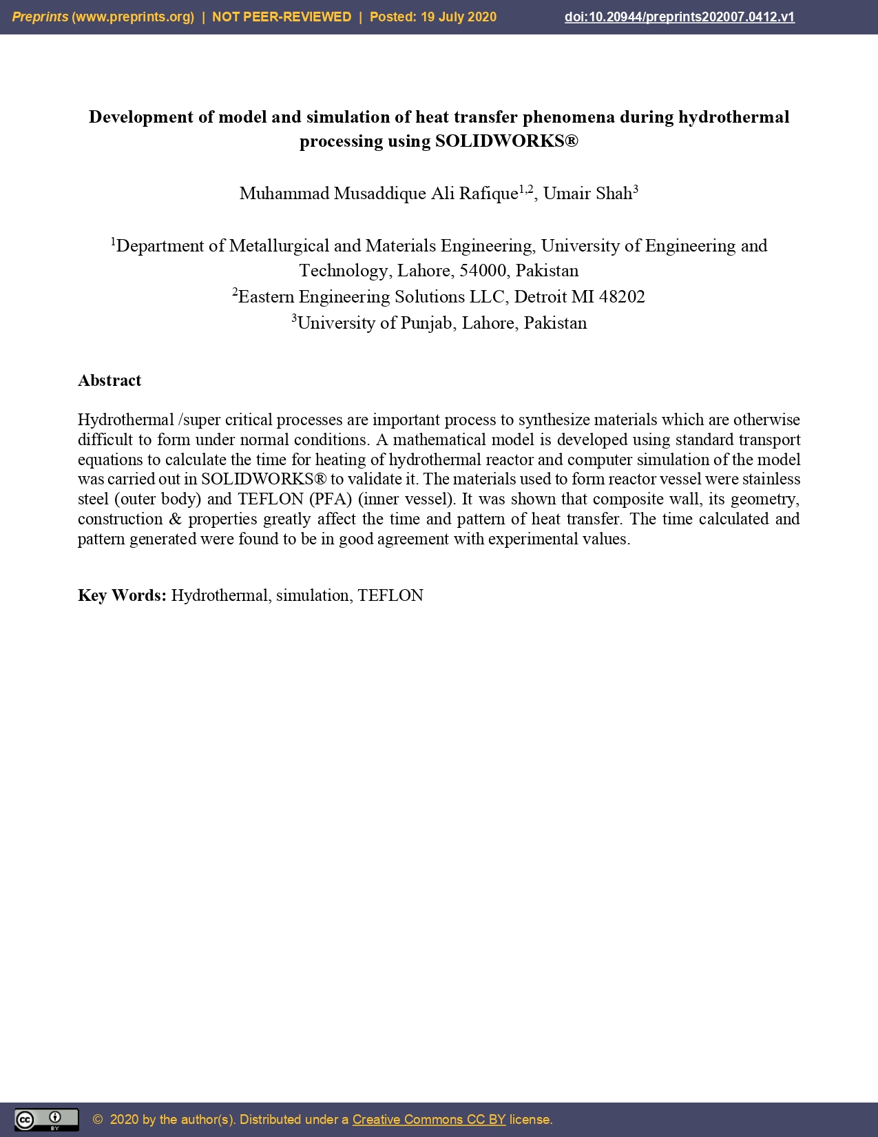 Modeling and simulation of heat transfer during hydrothermal processing ...