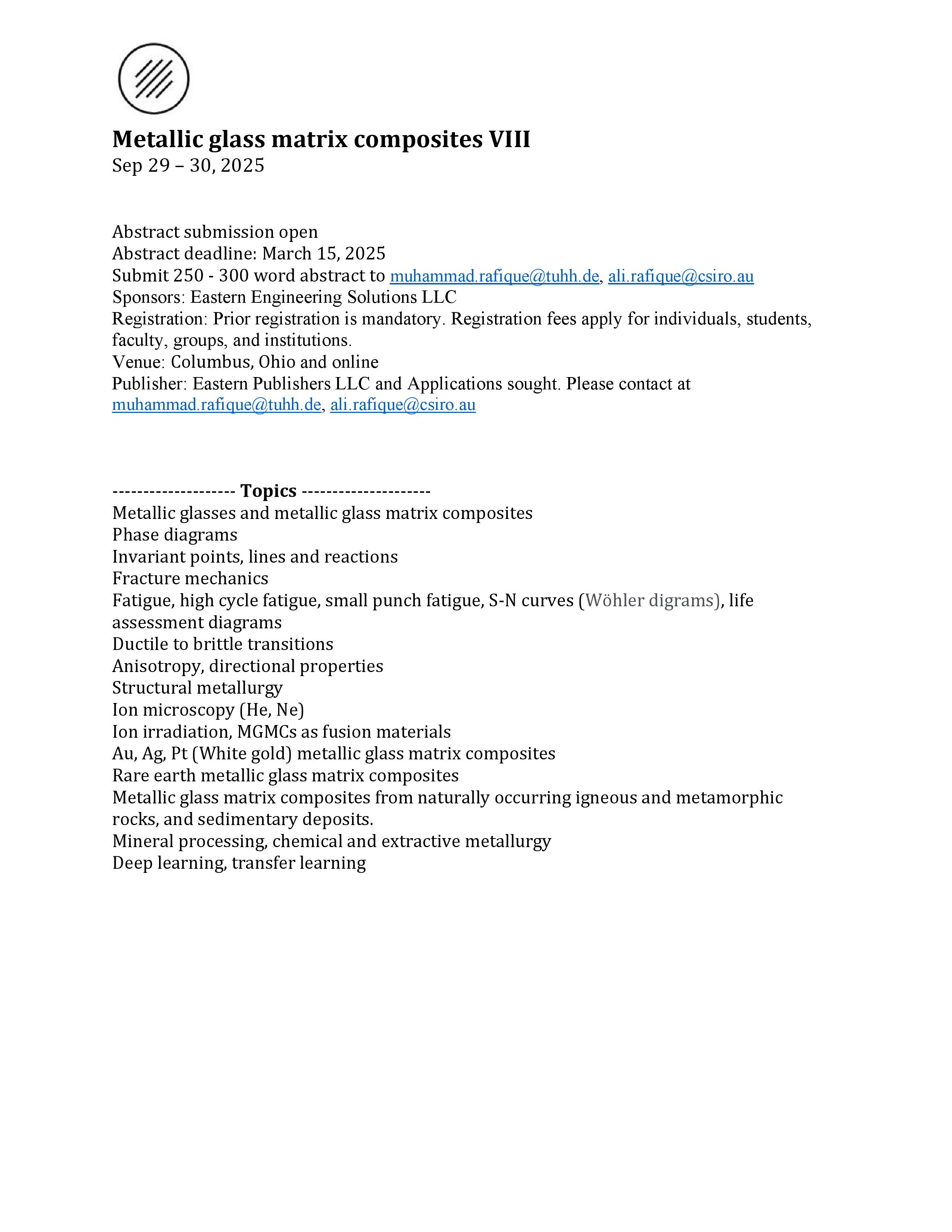 Metallic glass matrix composites VIII – Muhammad Musaddique Ali Rafique